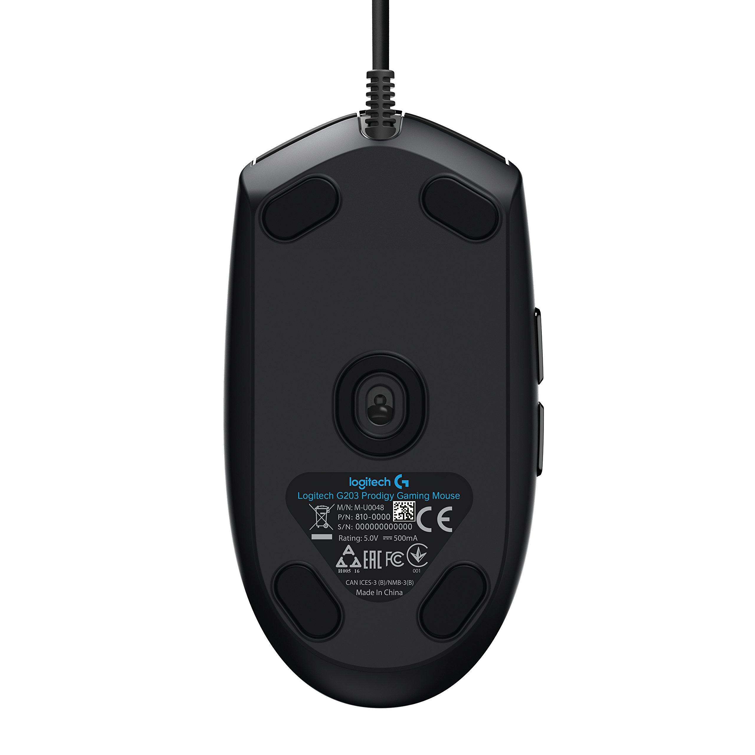 Logitech G203 Prodigy Wired Gaming Mouse, 8,000 DPI, RGB, Lightweight, 6 Programmable Buttons, On-Board Memory, Compatible with PC/Mac - Black