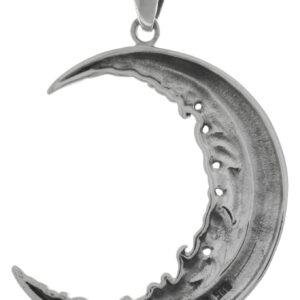 Jewelry Trends Sterling Silver Large Floral Leaf Crescent Moon Pendant