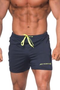 jed north men's fitted shorts bodybuilding workout gym running tight lifting shorts navy medium