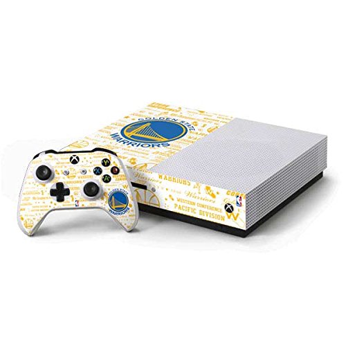 Skinit Decal Gaming Skin Compatible with Xbox One S Console and Controller Bundle - Officially Licensed NBA Golden State Warriors Historic Blast Design