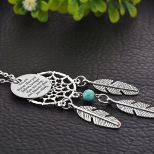 MJartoria Women's Dangling Feather Charms Filigree Tribal Dreamcatcher Pendant Chain Necklace (Silver)