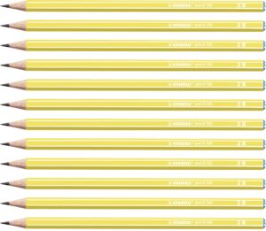 graphite pencil without eraser - stabilo pencil 160-2b - pack of 12 - yellow