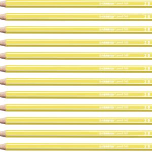 Graphite Pencil without Eraser - STABILO pencil 160-2B - Pack of 12 - yellow