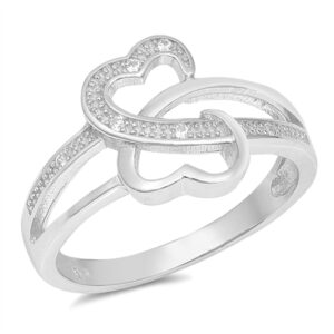 open infinity love heart white cz ring new .925 sterling silver band size 9