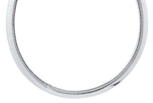 9mm solid .925 sterling silver flat omega choker chain necklace, 18 inches