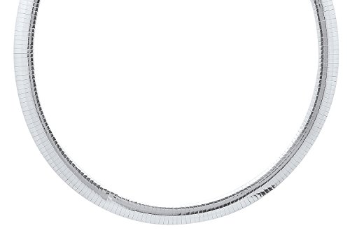 9mm Solid .925 Sterling Silver Flat Omega Choker Chain Necklace, 18 inches