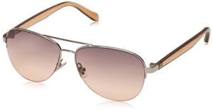 fossil women's fos3062s aviator sunglasses, ruthenium nude, 57 mm