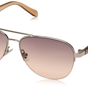 Fossil Women's FOS3062s Aviator Sunglasses, Ruthenium Nude, 57 mm