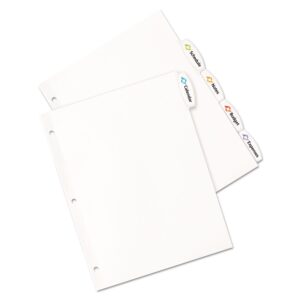 Avery Big Tab Printable White Label Dividers with Easy Peel, 5 Tabs, 20 Sets (14434)