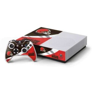 skinit decal gaming skin compatible with xbox one s console and controller bundle - officially licensed nfl cleveland browns design