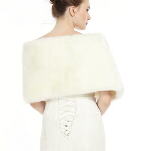 BEAUTELICATE Faux Fur Wrap Shawl Women Shrug Bridal Stole for Winter Wedding Party