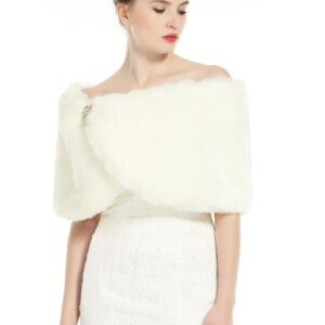 BEAUTELICATE Faux Fur Wrap Shawl Women Shrug Bridal Stole for Winter Wedding Party