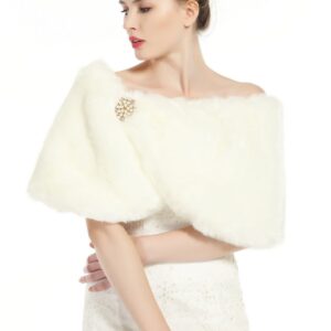 BEAUTELICATE Faux Fur Wrap Shawl Women Shrug Bridal Stole for Winter Wedding Party