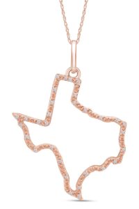 jewel zone us 1/10 cttw natural diamond accent state of texas outline pendant necklace in 14k rose gold over sterling silver (0.10 cttw)