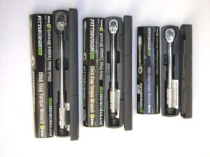 set of 3 pittsburgh pro reversible click type torque wrench sizes 1/4", 3/8", 1/2"