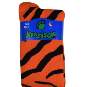 TCK Sports Krazisox Zebra Stripe Socks (Orange/Black, Medium)