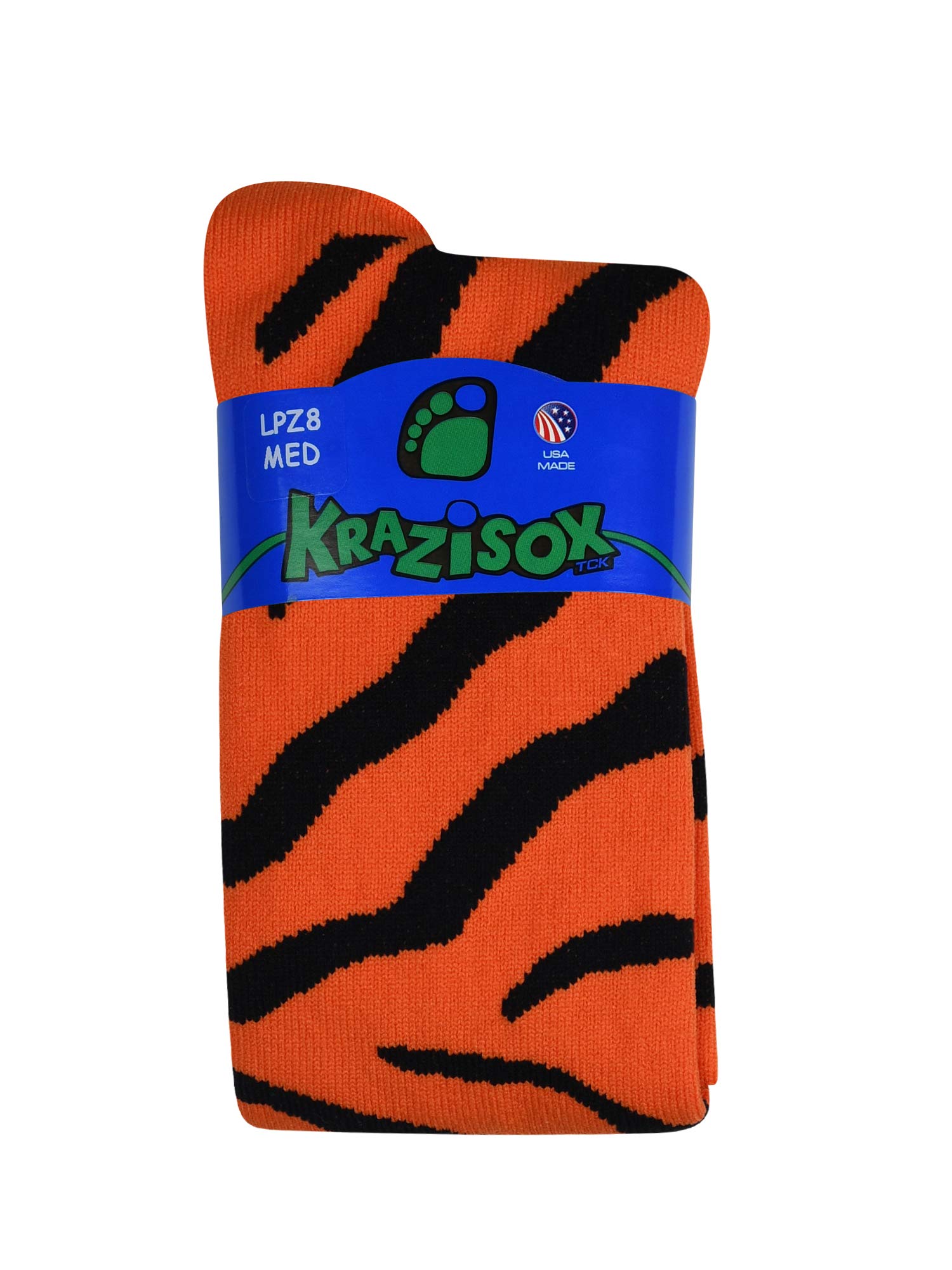 TCK Sports Krazisox Zebra Stripe Socks (Orange/Black, Medium)