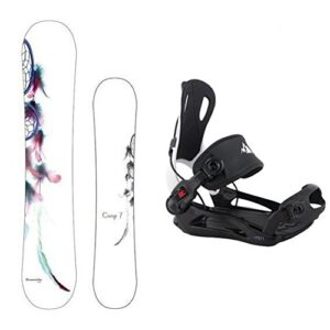 camp seven dreamcatcher with mtn rear entry flow style bindings women's complete snowboard package (147 cm)