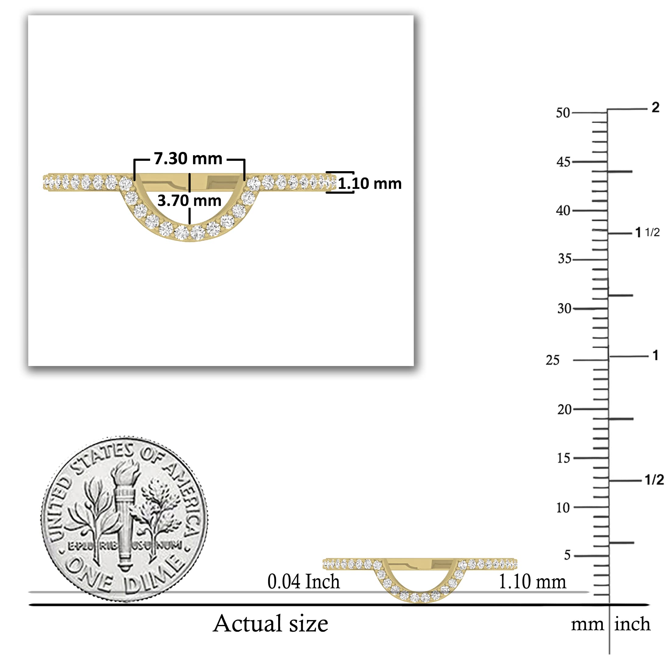 Dazzlingrock Collection Round White Diamond Anniversary Wedding Stackable Band Contour Guard Ring for Her (0.15 ctw, Color I-J, Clarity I1-I2) in 18K Yellow Gold Size 5.5