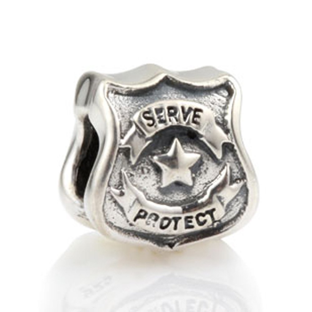 ARTCHARM Shield Charm 925 Sterling Silver To Serve and Protect Charm European Style Bead Charm