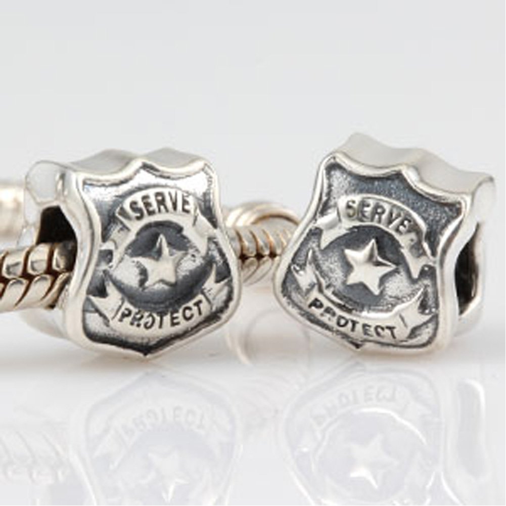 ARTCHARM Shield Charm 925 Sterling Silver To Serve and Protect Charm European Style Bead Charm