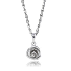 max + stone sterling silver rose pendant necklace for women on 18 inch rope chain womens silver pendant necklaces