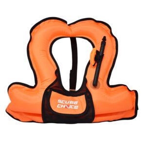 Scuba Choice Kids Snorkel Vest with Front Pocket & Whistle, Orange