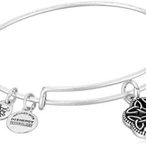 Alex and Ani Classics Expandable Bangle for Women, Endless Knot III Charm, Rafaelian Silver Finish, 2 to 3.5 in