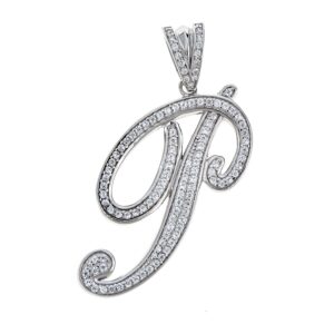 .925 sterling silver script letter initial pendant (9 grams) (a)