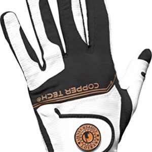 Copper Tech Gloves Men's Golf Glove with All Weather Honeycomb Grip, One Size, White/Black