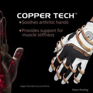 Copper Tech Gloves Men's Golf Glove with All Weather Honeycomb Grip, One Size, White/Black