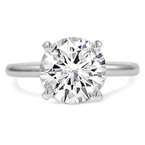 samie collection 4 carat round brilliant simulated diamond cz solitaire engagement rings for women, classic wedding ring, white gold finish, size 7