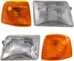 evan fischer headlight kit compatible with 1993-1997 ford ranger with corner light driver and passenger side