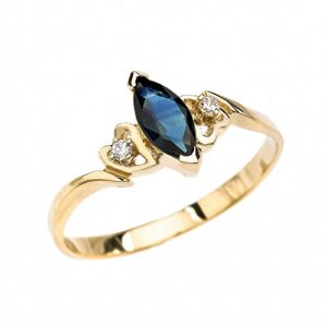 14k yellow gold diamonds and solitaire marquise sapphire engagement proposal ring(size 6.5)