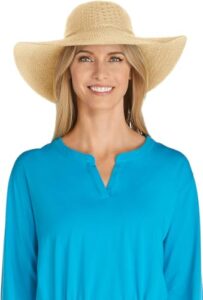 coolibar upf 50+ women's perla packable wide brim hat - sun protective (one size- natural)