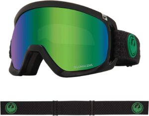 dragon alliance d3 otg ski goggles, black, medium, split/luma green ion lens