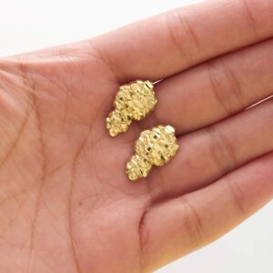 LoveBling 10K Yellow Gold Nugget Earrings (0.77" x 0.46")