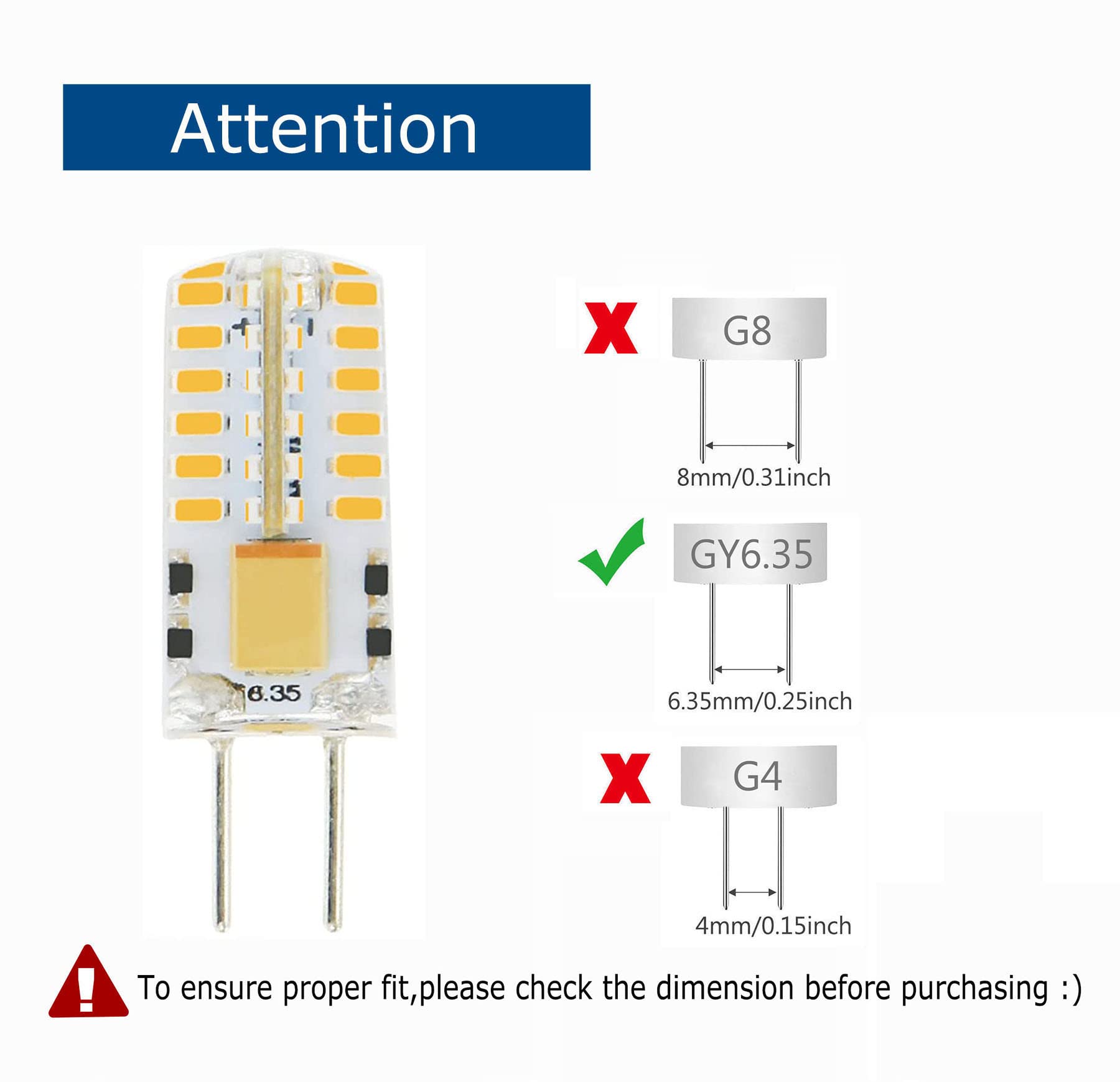 Lamsky G6.35 GY6.35 Bi-Pin Base LED Bulb 12V/24V 2.5 Watt Warm White 3000K Non-dimmable 30W Equivalent(4-Pack)