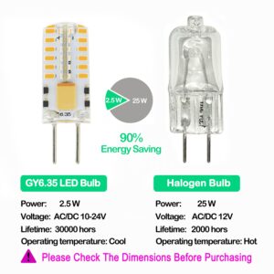 Lamsky G6.35 GY6.35 Bi-Pin Base LED Bulb 12V/24V 2.5 Watt Warm White 3000K Non-dimmable 30W Equivalent(4-Pack)