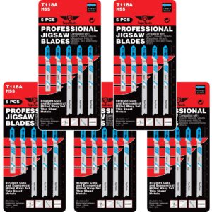 25 x topstools t118a metal cutting jigsaw blades compatible with bosch, dewalt, makita, milwaukee and many more