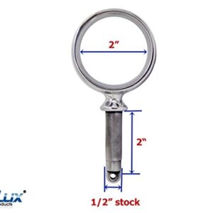 SeaLux 316 Stainless Steel I.d. 2" Round Oarlock Heavy Duty 1/2"x 2" Shaft for Boat/Kayak (Pair)