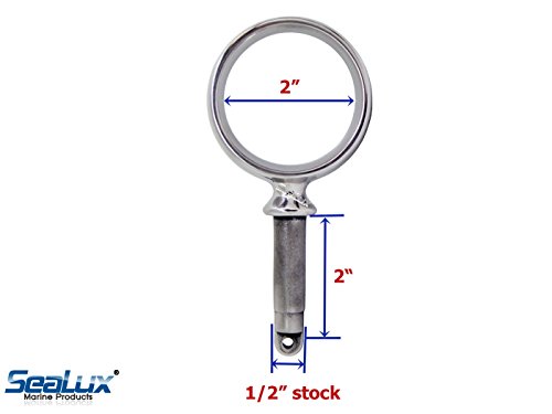 SeaLux 316 Stainless Steel I.d. 2" Round Oarlock Heavy Duty 1/2"x 2" Shaft for Boat/Kayak (Pair)