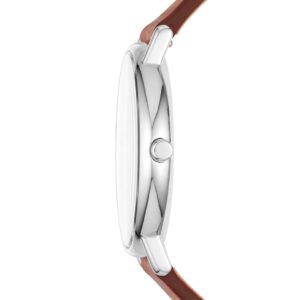 Skagen Men's Signatur Three-Hand Silver Stainless Steel and Brown Leather Band Watch (Model: SKW6355)