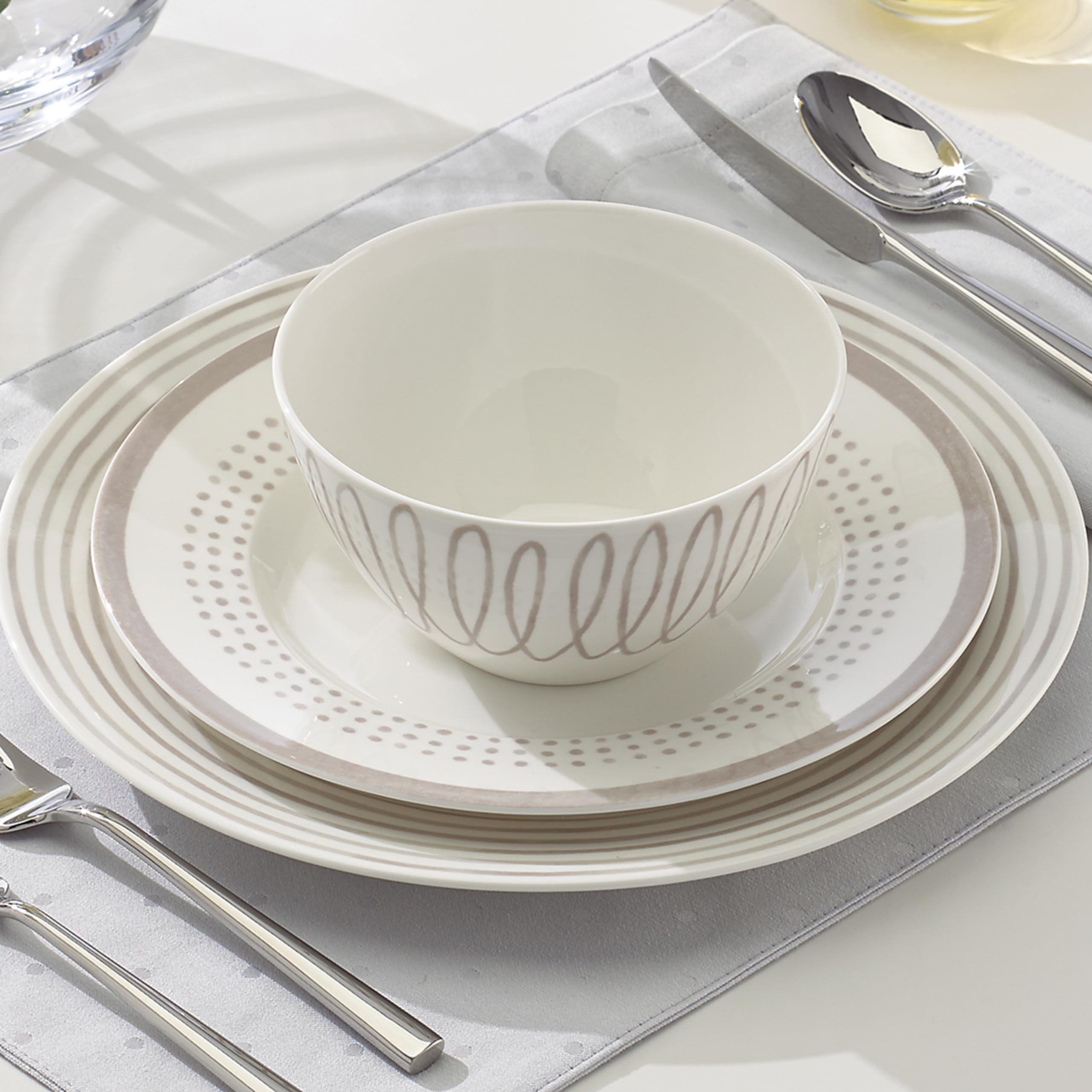 Kate Spade New York Charlotte Street East Grey 4pc Place Setting, White