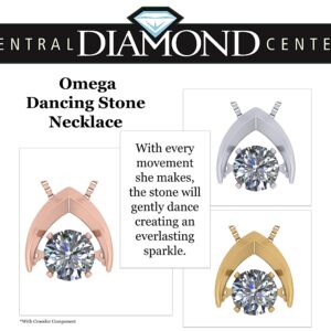 Central Diamond Center Omega Dancing Stone Necklace Sterling Silver & Pure Brilliance Zirconia - Platinum Plated