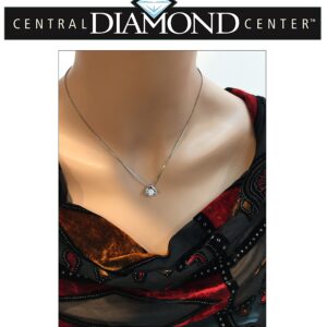 Central Diamond Center Omega Dancing Stone Necklace Sterling Silver & Pure Brilliance Zirconia - Platinum Plated