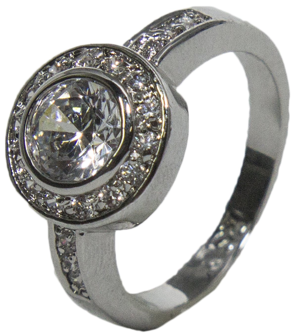 RS Covenant Women's Rhodium Plated Dress Ring Circle Round Cut CZ 012 (9)