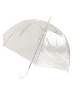 (6 pack) 46" adult clear bubble rain umbrella manual open fashion dome shaped european hook handle