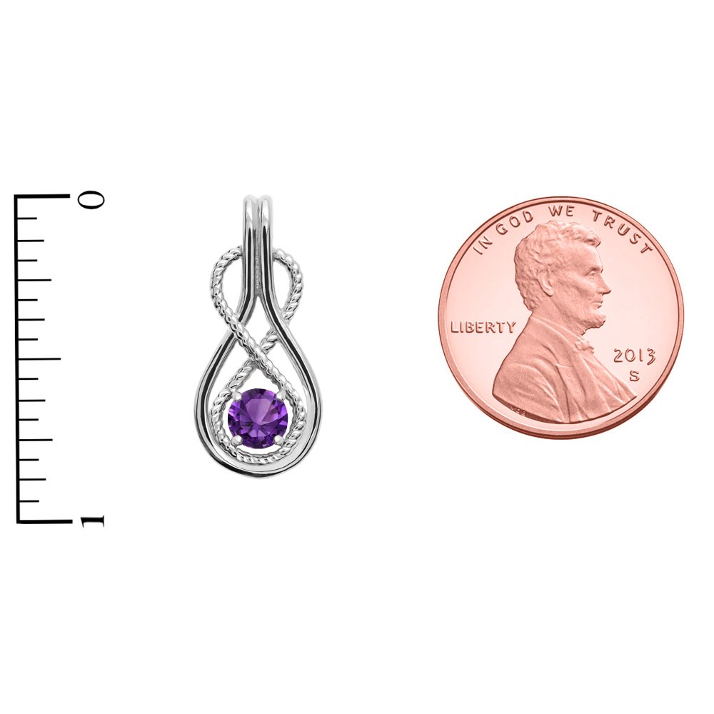 Infinity Rope February Birthstone Amethyst 10k White Gold Pendant