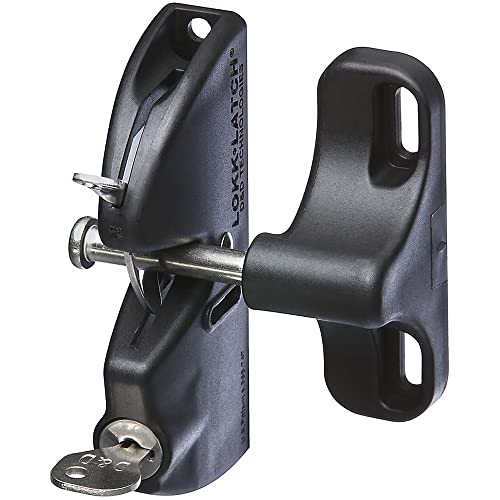 National Hardware V6201 LTCH BLK N346-201 4-9/16" LokkLatch Automatic Keyed Gate Lock Latch in Black